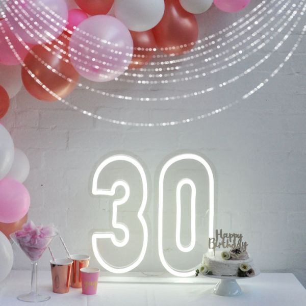 30 Neon Number | LED Neon Light for 30th Birthday Party / Anniversary