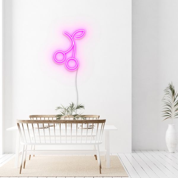 Cherries Neon Light in Bright LED Flex | Light Up Art by Custom Neon