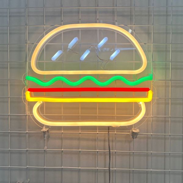 Hamburger with the lot Neon Sign | Faux Neon Light from Custom Neon