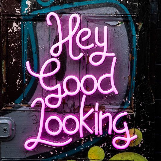 Hey Good Looking Pink Neon Sign Wall Art | LED Neon Sign Decor